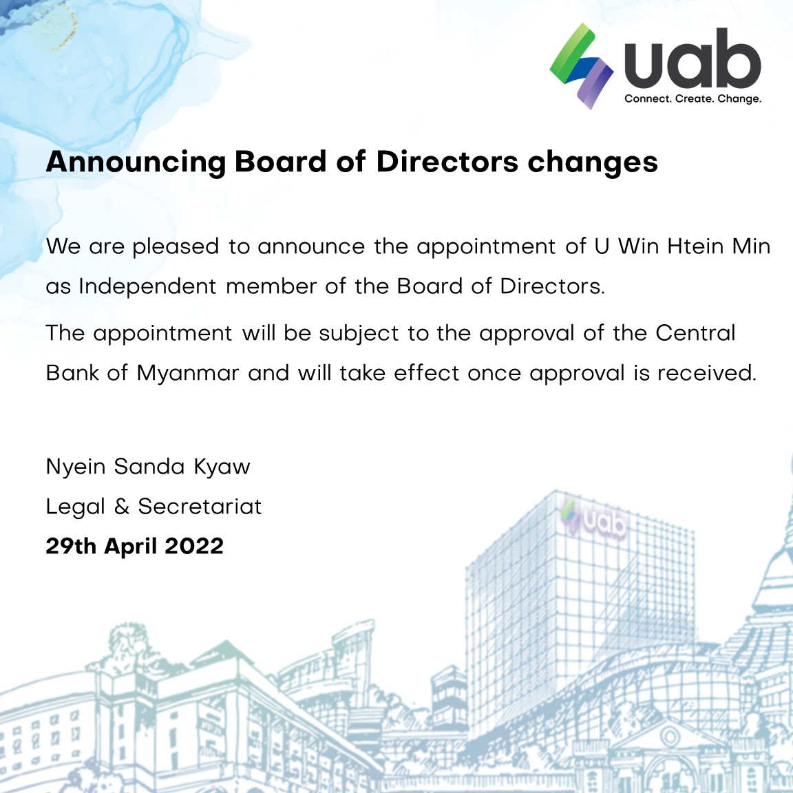 Board Announcements - uab bank
