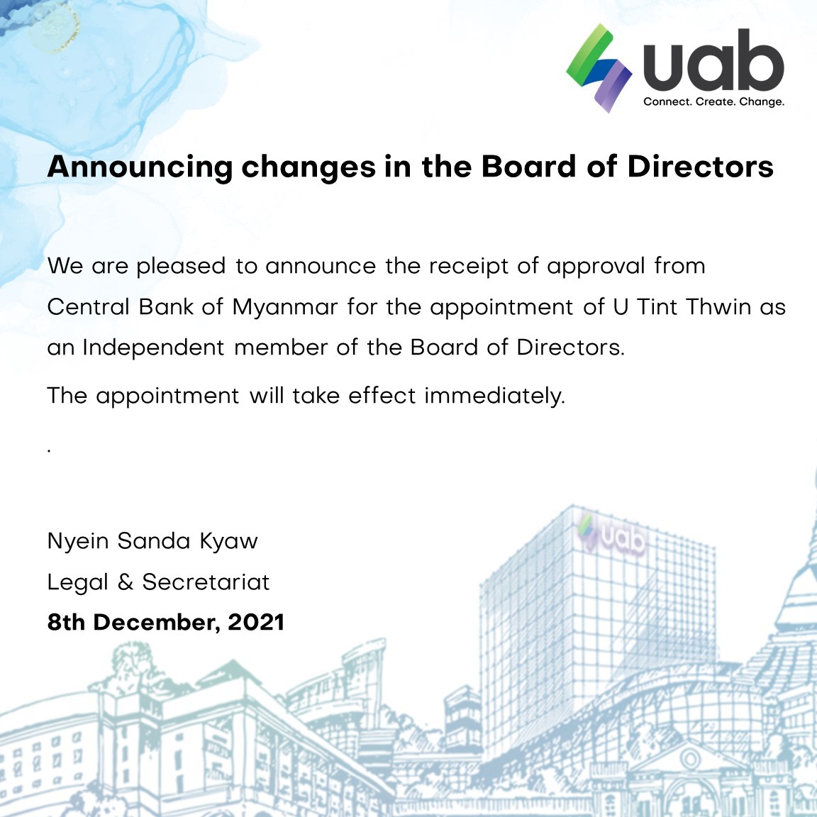 Board Announcements - uab bank
